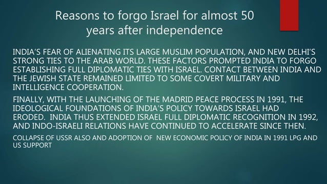 INDIA ISRAEL RELATIONSHIP AND IMPACT | PPTX