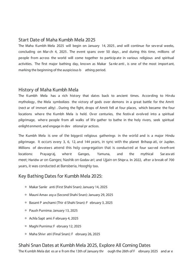 Mahakumbh 2025 Facts and Stats: Know About Prayagraj | PDF