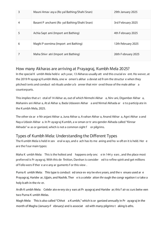 Mahakumbh 2025 Facts and Stats: Know About Prayagraj | PDF