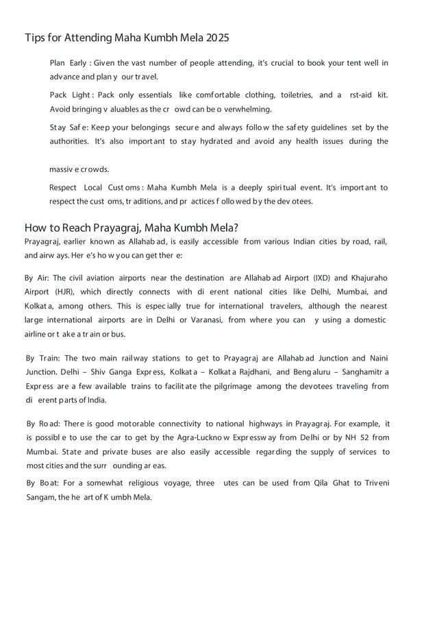 Mahakumbh 2025 Facts and Stats: Know About Prayagraj | PDF