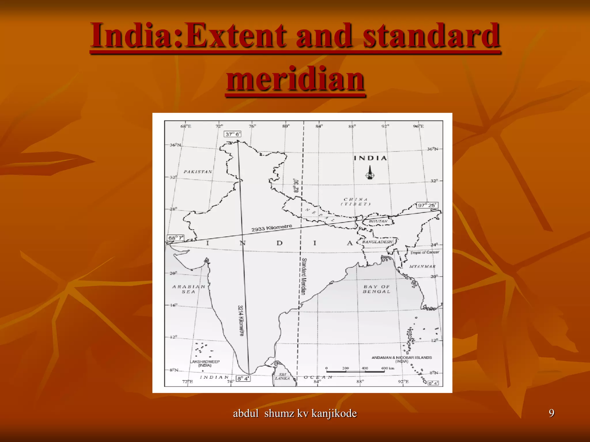India size & Location Geography class -9 CBSE | PDF
