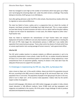 India state education report - rajasthan | PDF