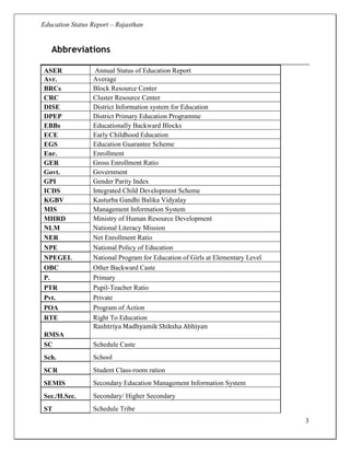 India state education report - rajasthan | PDF