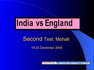 India vs England: 2nd Test Score card | PPT