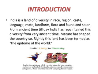 India a land of diversity | PPTX