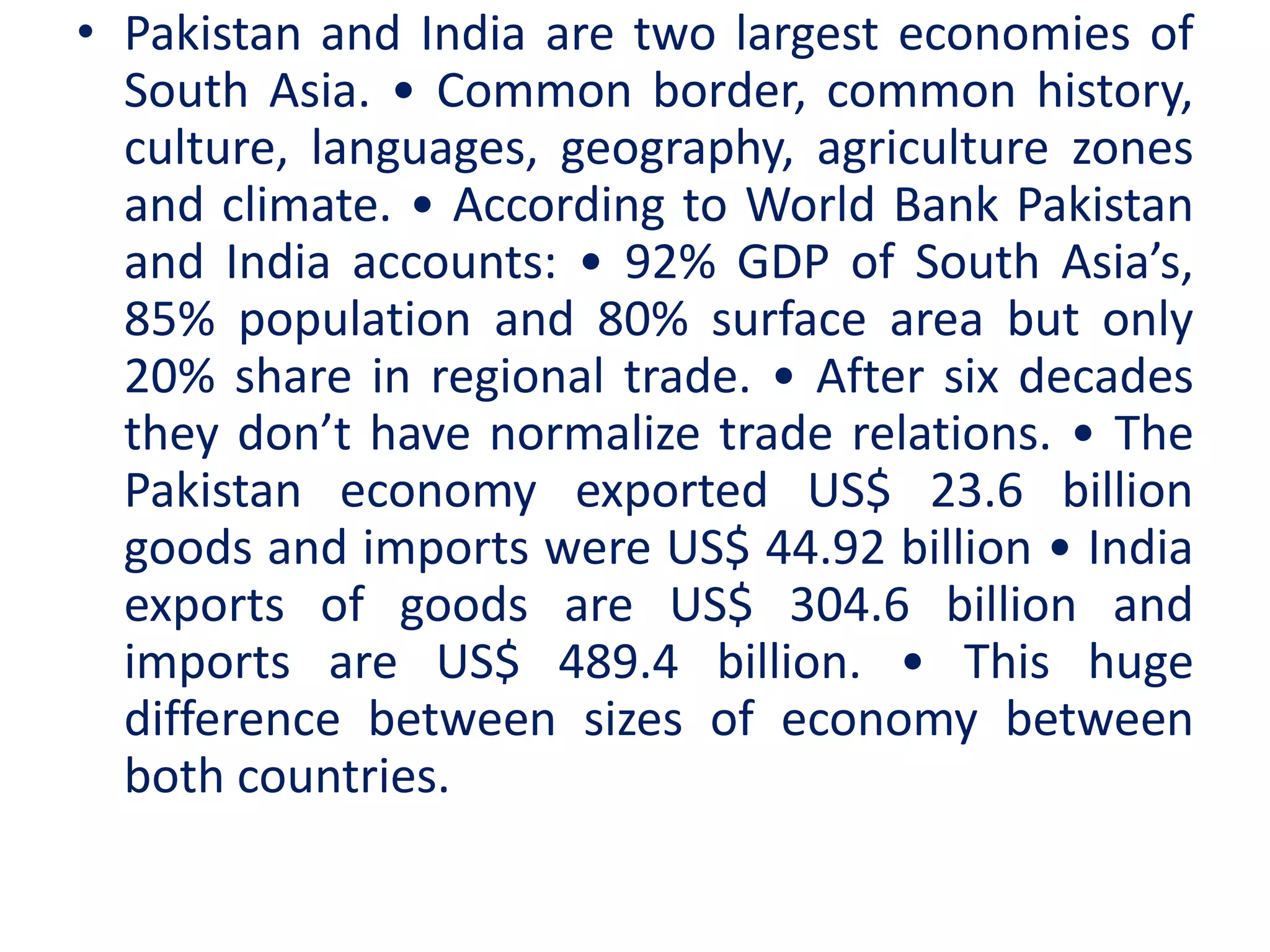 India and Pakistan Trade : A Glance | PPTX
