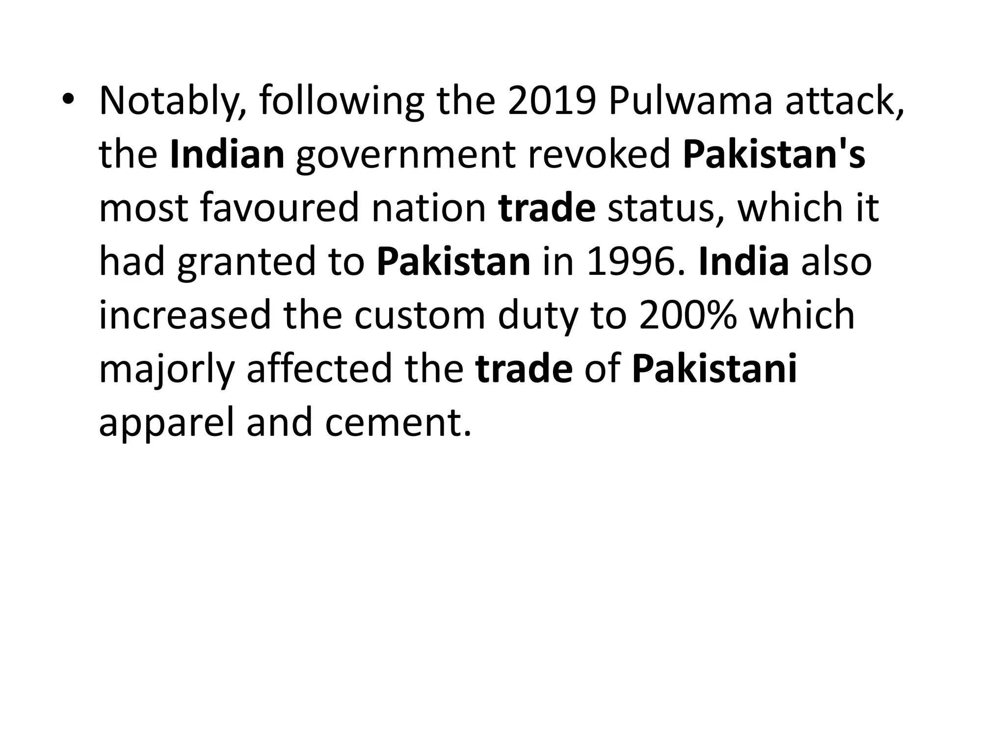 India and Pakistan Trade : A Glance | PPTX