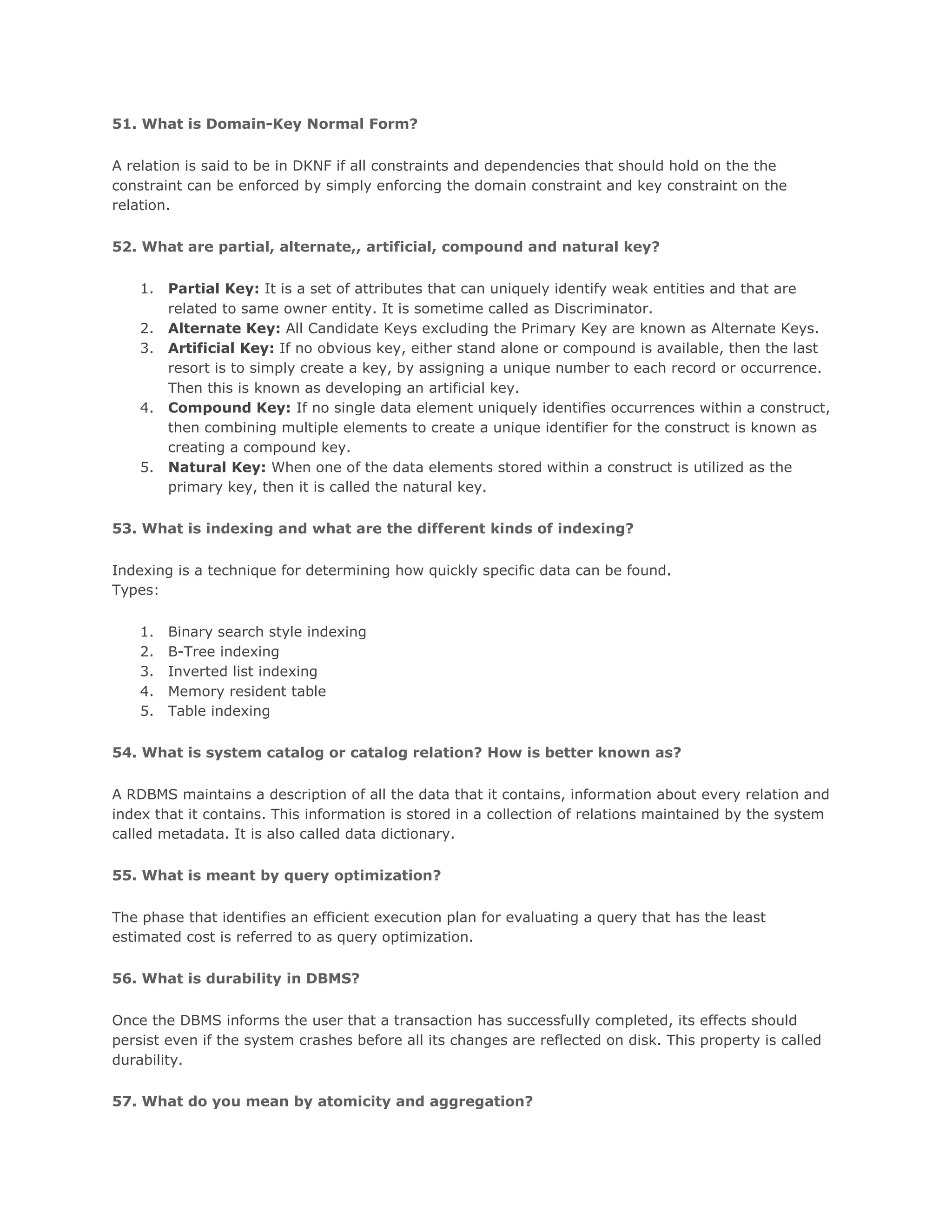 DBMS interview questions | DOCX