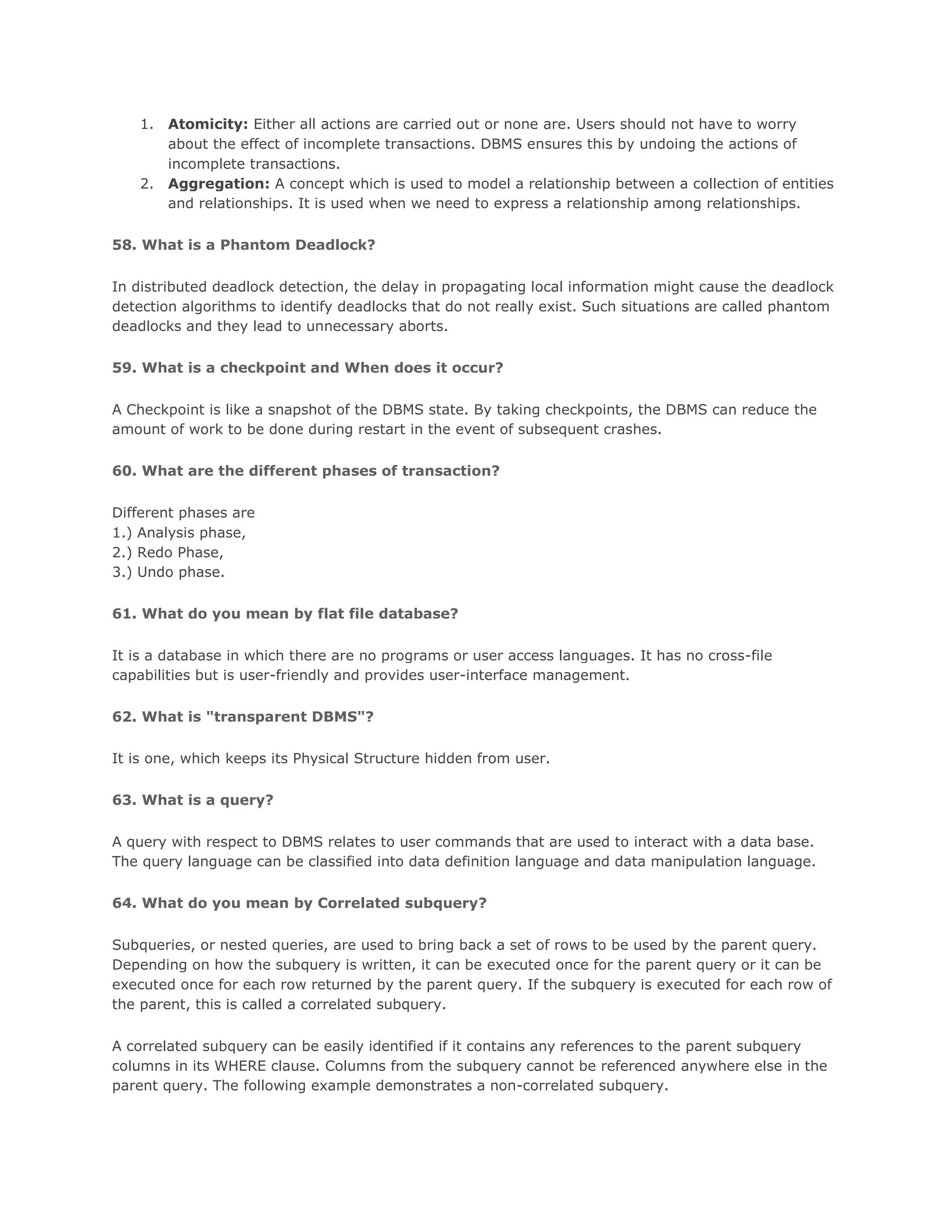 DBMS interview questions | DOCX