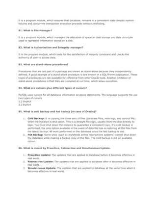 DBMS interview questions | DOCX