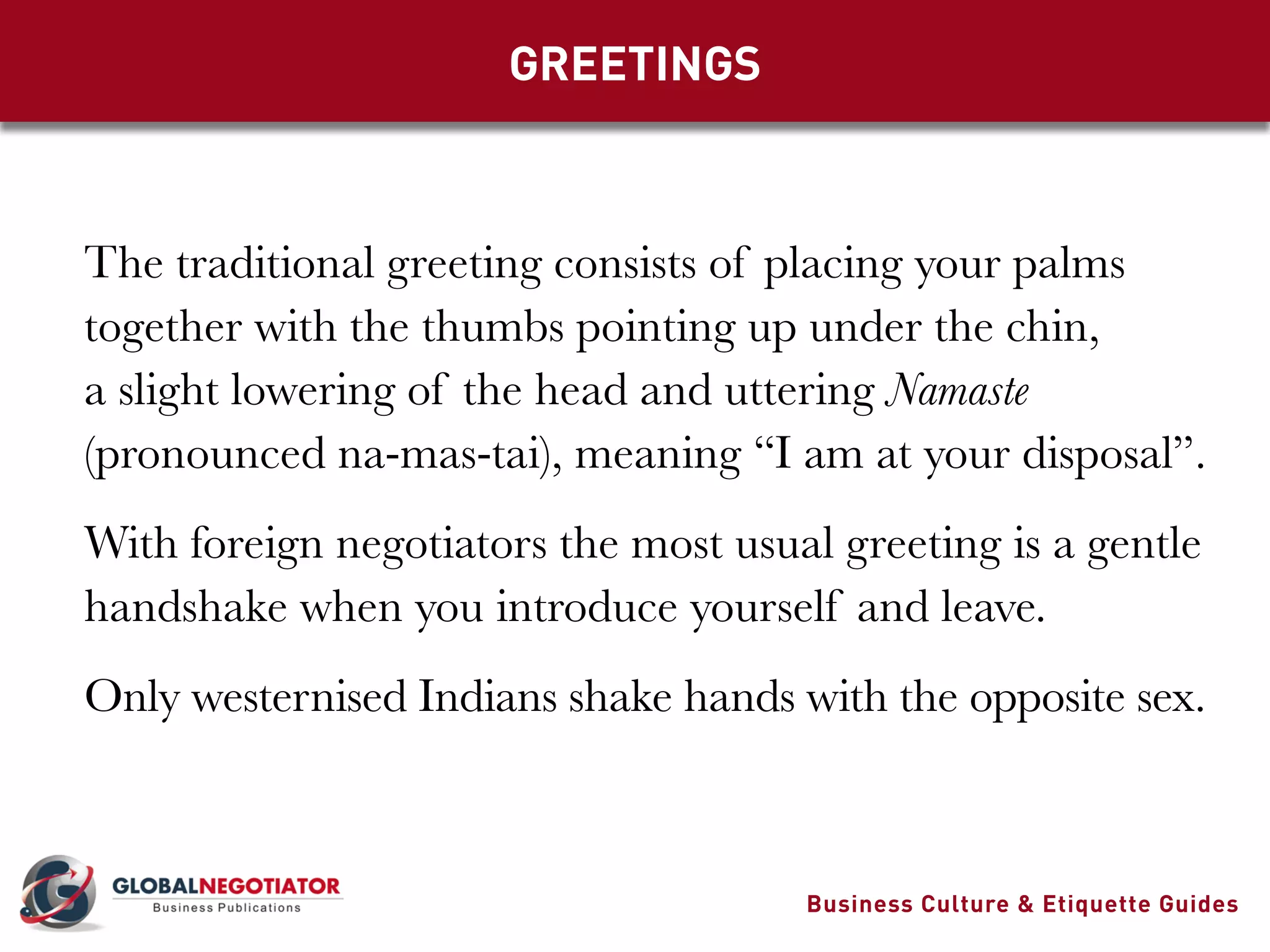 INDIA BUSINESS CULTURE AND ETIQUETTE GUIDE | PDF