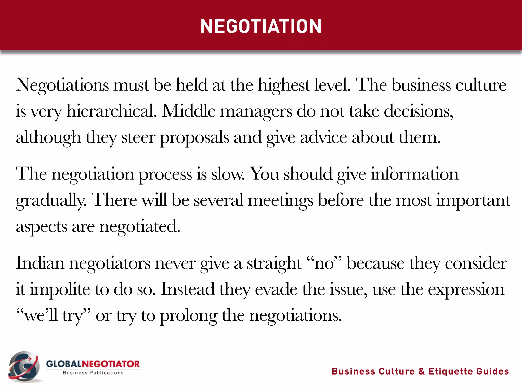 INDIA BUSINESS CULTURE AND ETIQUETTE GUIDE | PDF