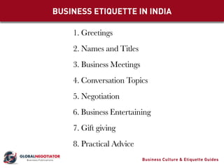 INDIA BUSINESS CULTURE AND ETIQUETTE GUIDE | PDF