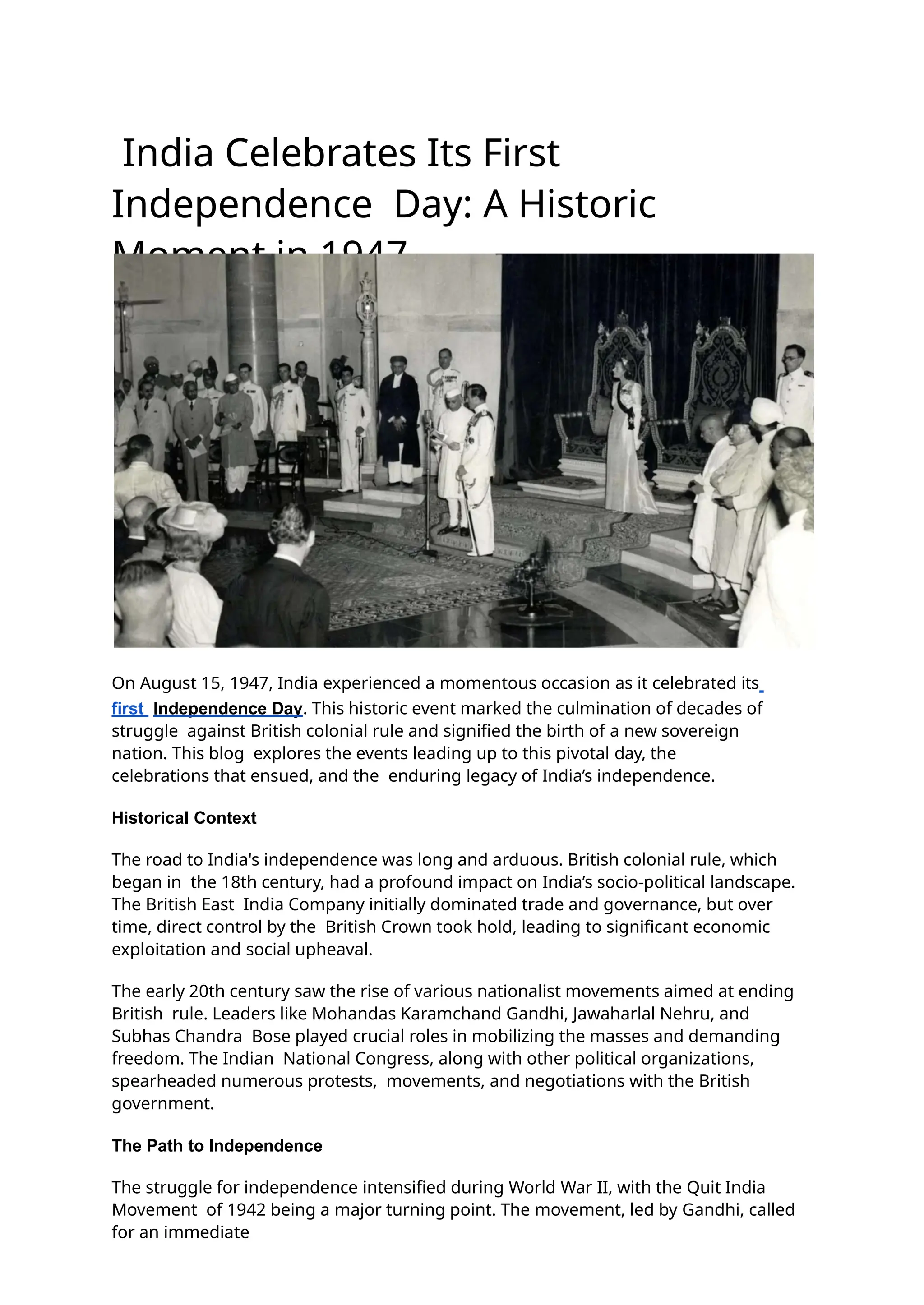India Celebrates Its First Independence Day_ A Historic Moment in 1947.pptx