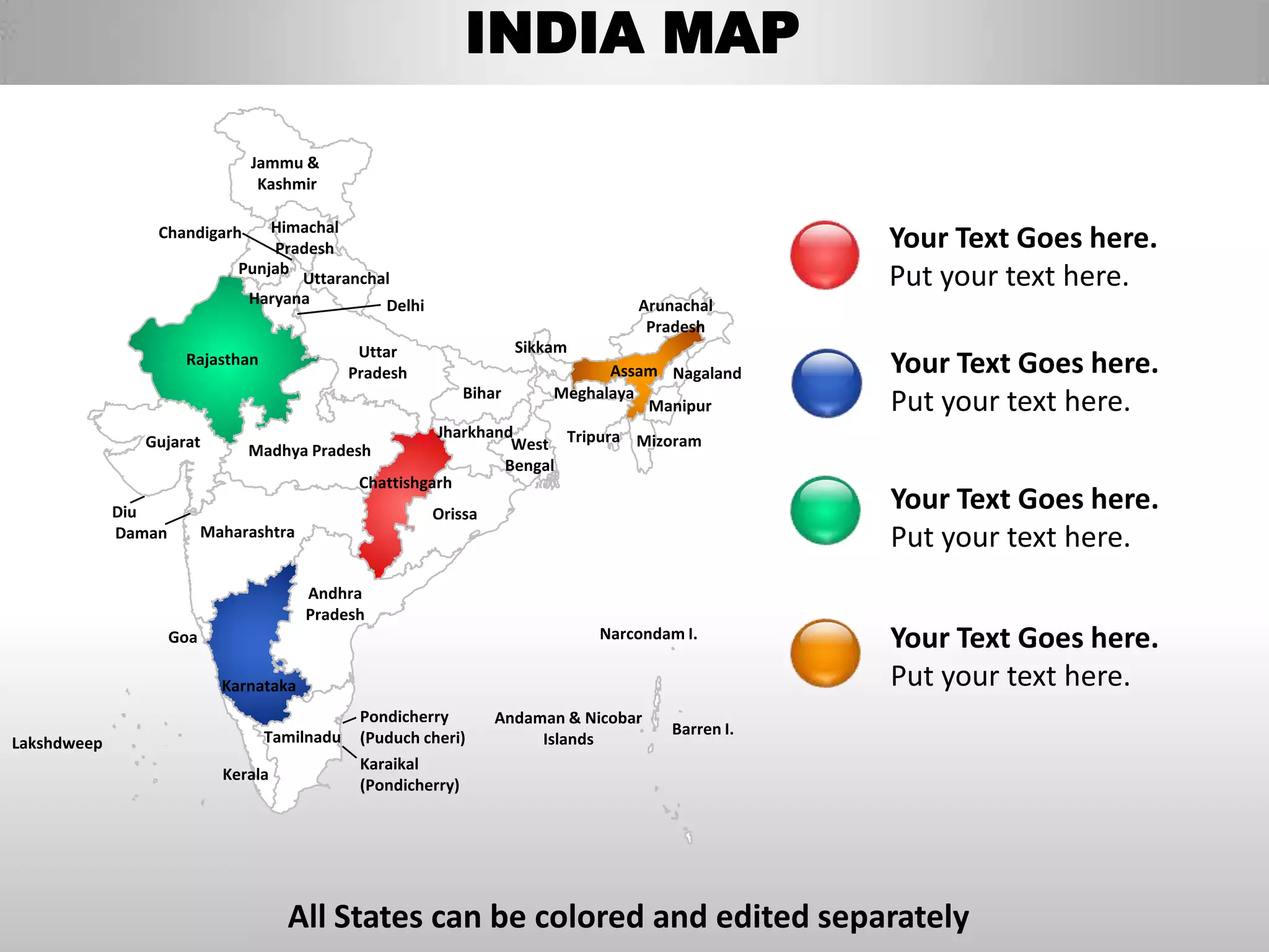 India country editable powerpoint maps with states and counties | PPTX