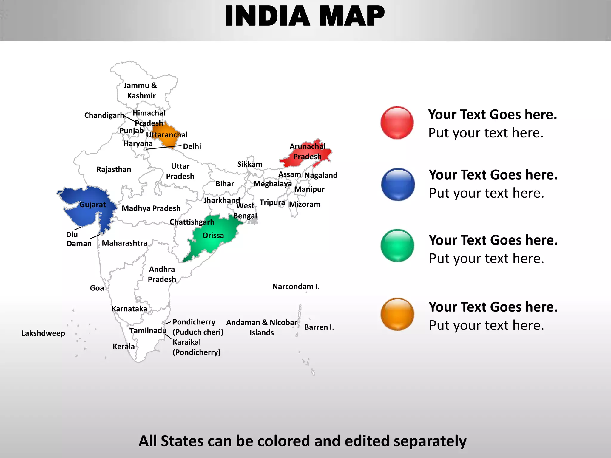 India country editable powerpoint maps with states and counties | PPTX