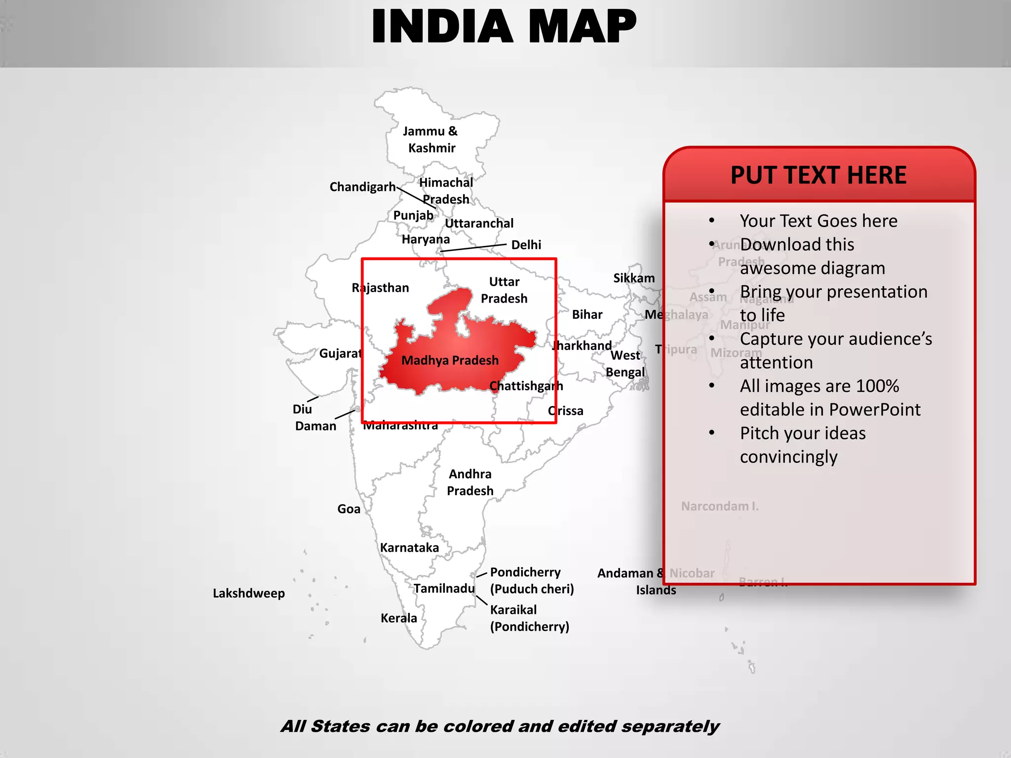 India country editable powerpoint maps with states and counties | PPTX