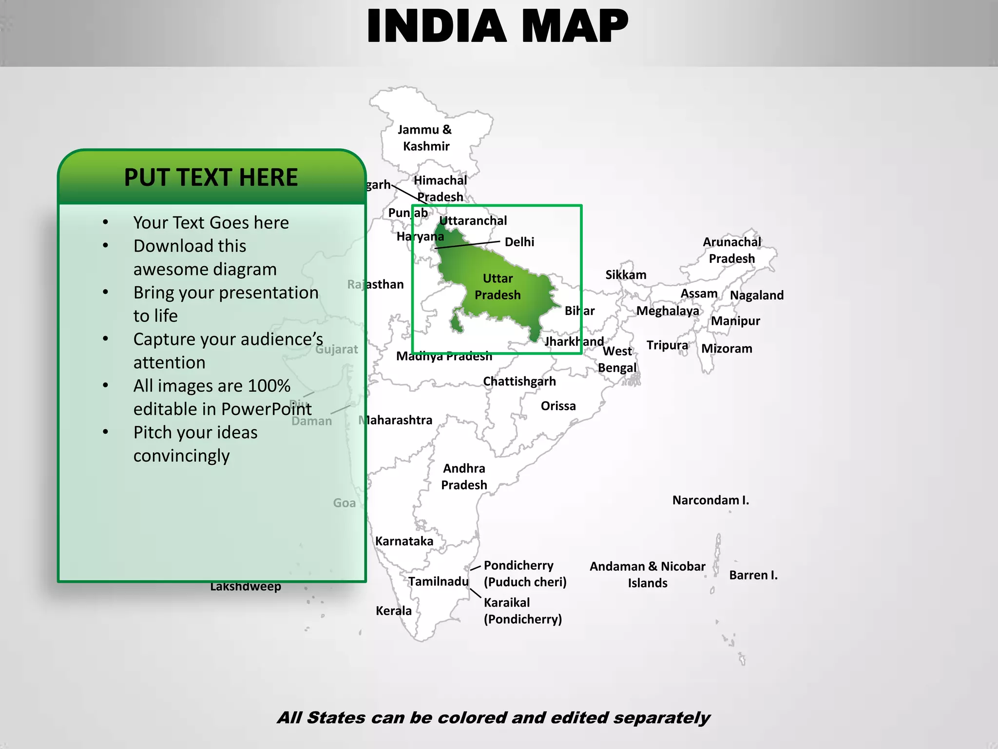 India country editable powerpoint maps with states and counties | PPTX