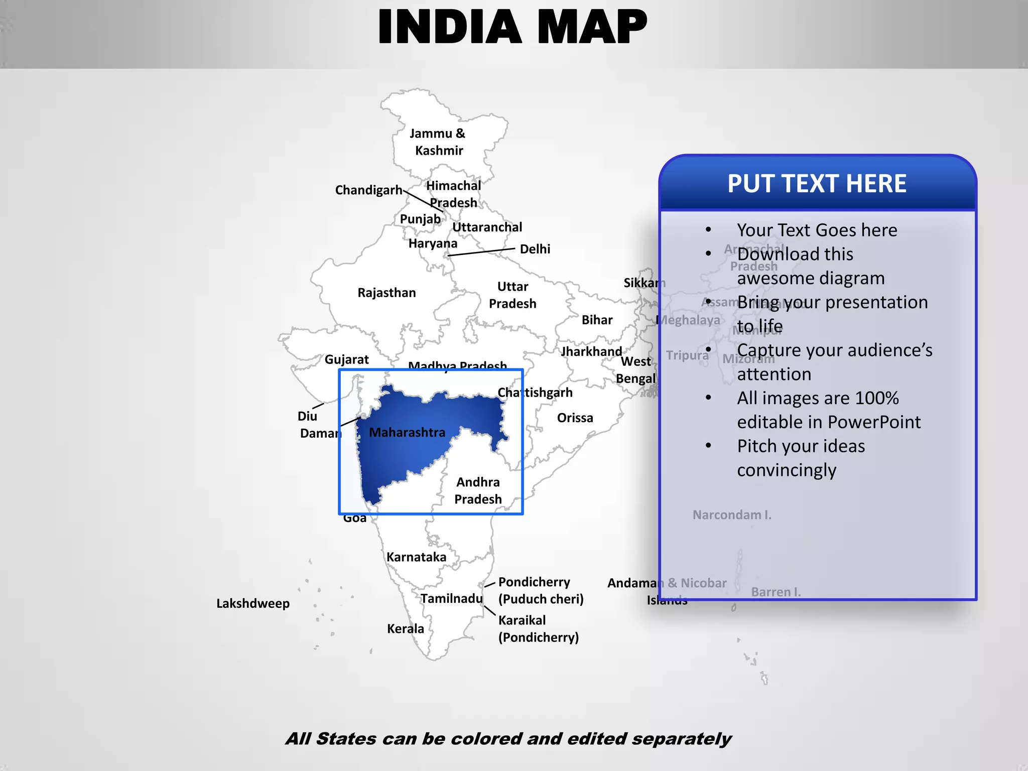 India country editable powerpoint maps with states and counties | PPTX