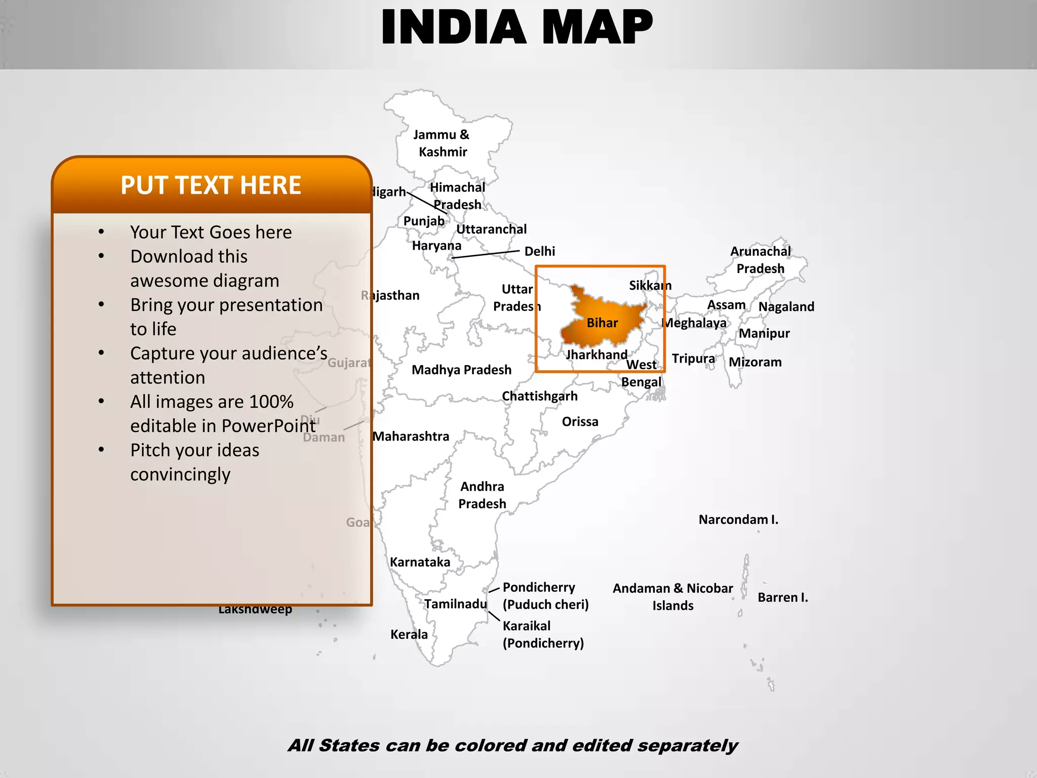 India country editable powerpoint maps with states and counties | PPTX