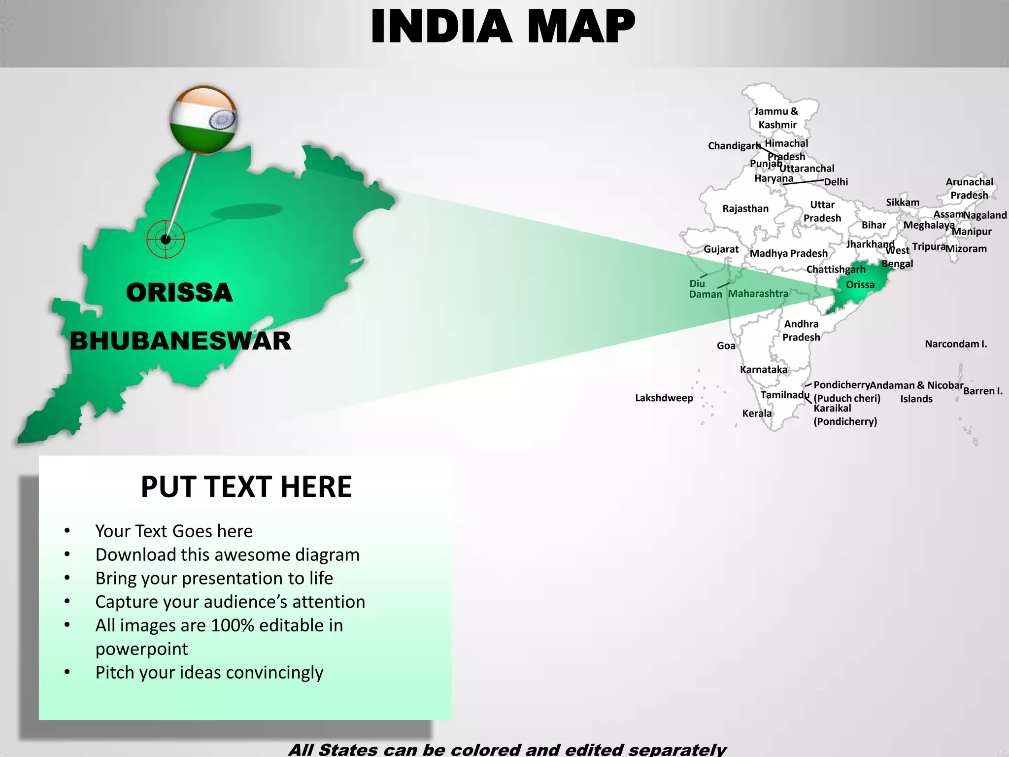 India country editable powerpoint maps with states and counties | PPTX