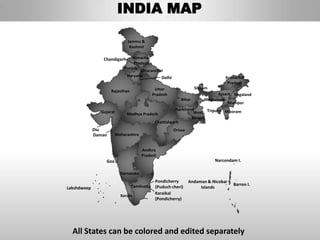 India country editable powerpoint maps with states and counties | PPTX