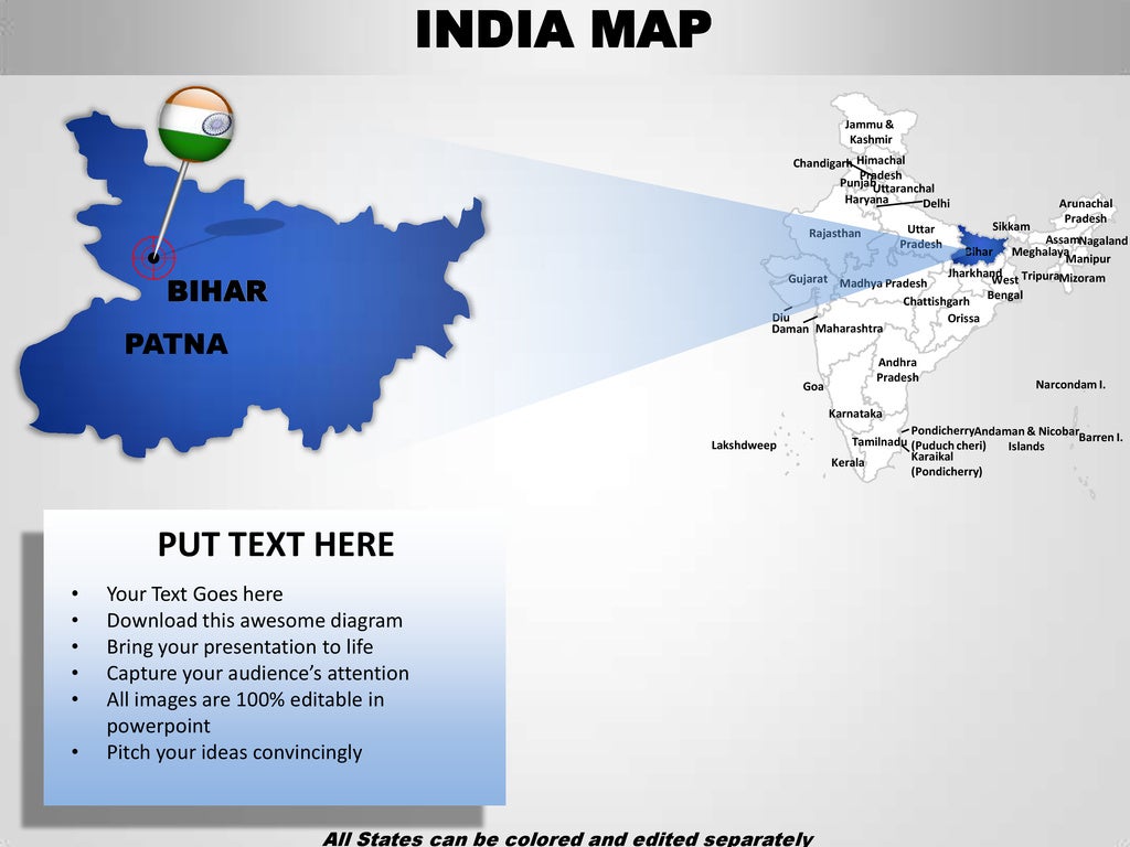 India country editable powerpoint maps with states and counties