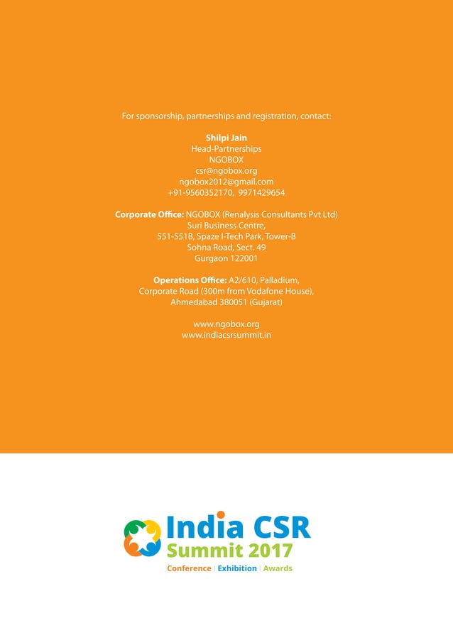 India CSR Summit and Exhibition 2017-Pre-Event Brochure | PDF