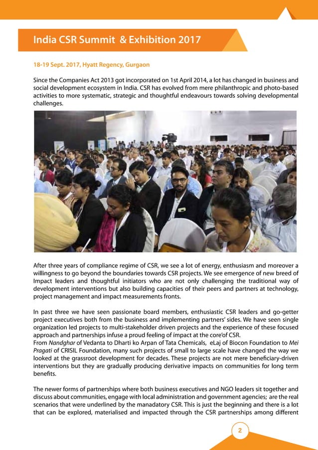 India CSR Summit and Exhibition 2017-Pre-Event Brochure | PDF