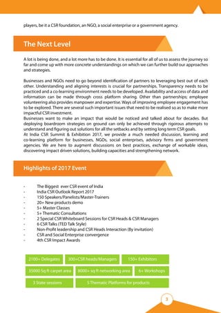 India CSR Summit and Exhibition 2017-Pre-Event Brochure | PDF