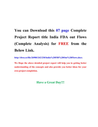 India FDI OutFlows Report | PDF