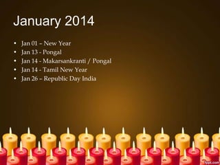 Indian Festival Calendar 2014 | PPTX