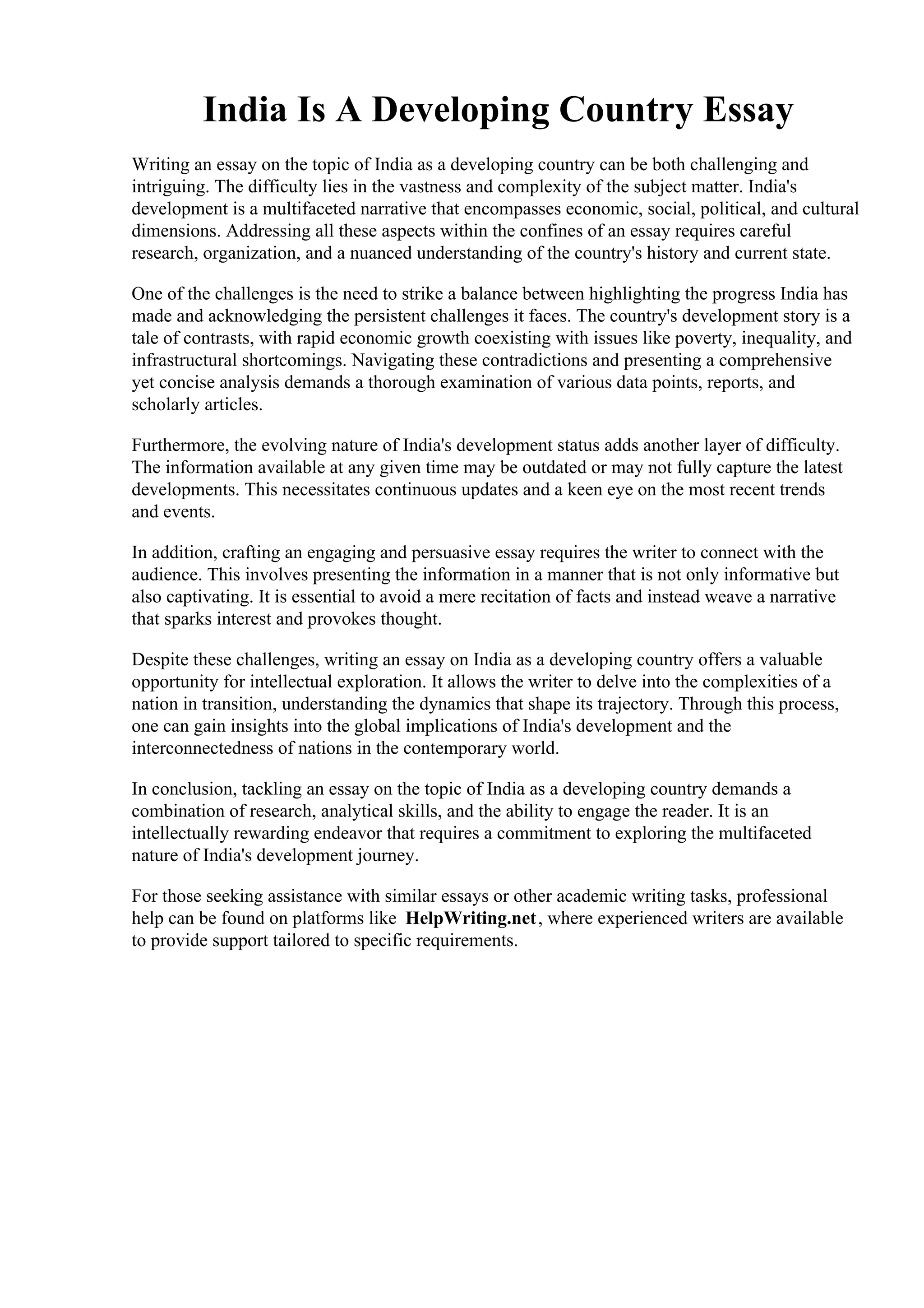 India Is A Developing Country Essay. India a developing nation speech ...