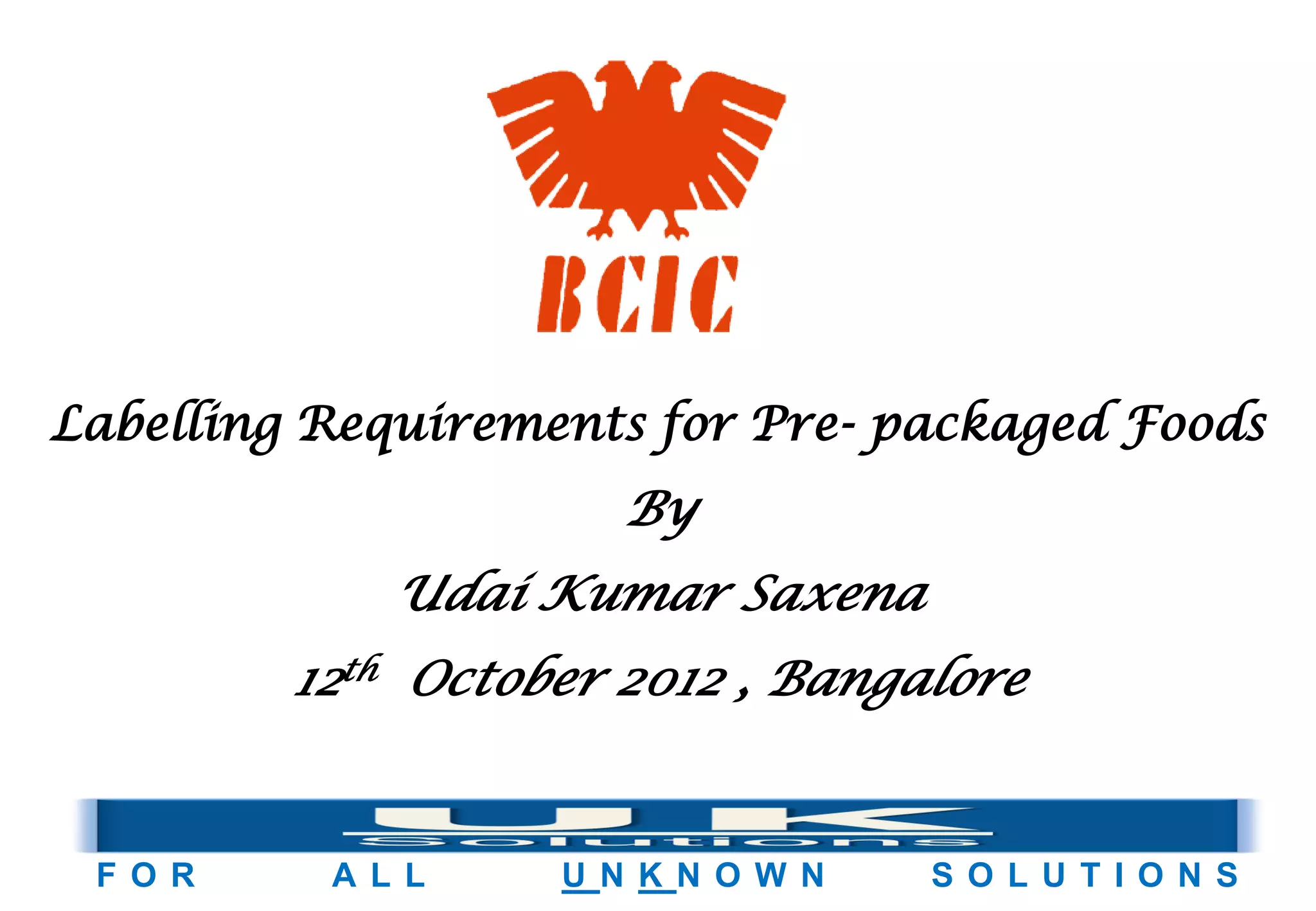 India Labelling Requirements for Pre-packaged Foods_2012 | PDF