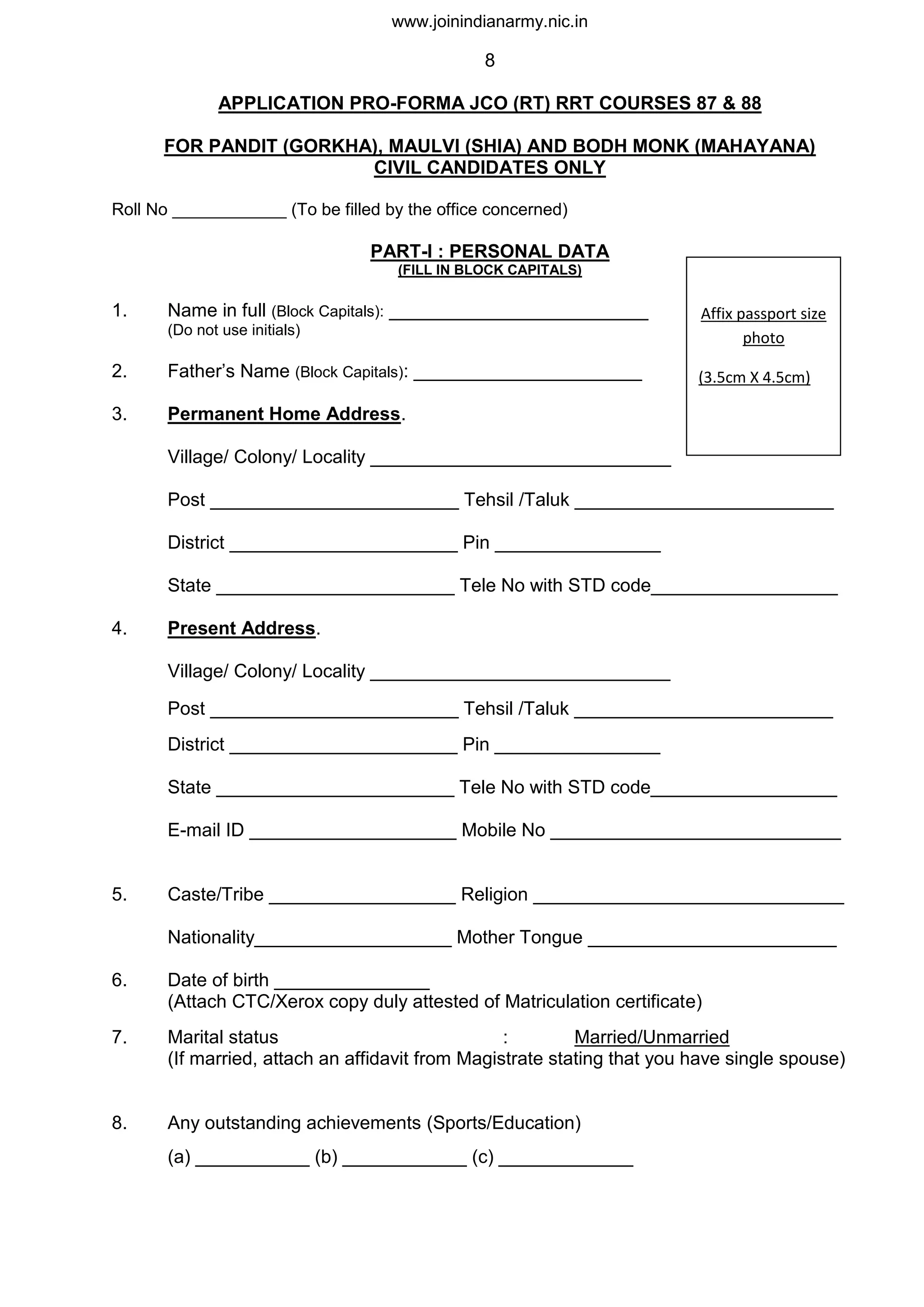 Indian Army JCO Recruitment Religious Teacher | PDF
