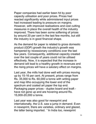 Indian paper industry-1990-2002- | PDF