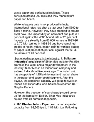 Indian paper industry-1990-2002- | PDF