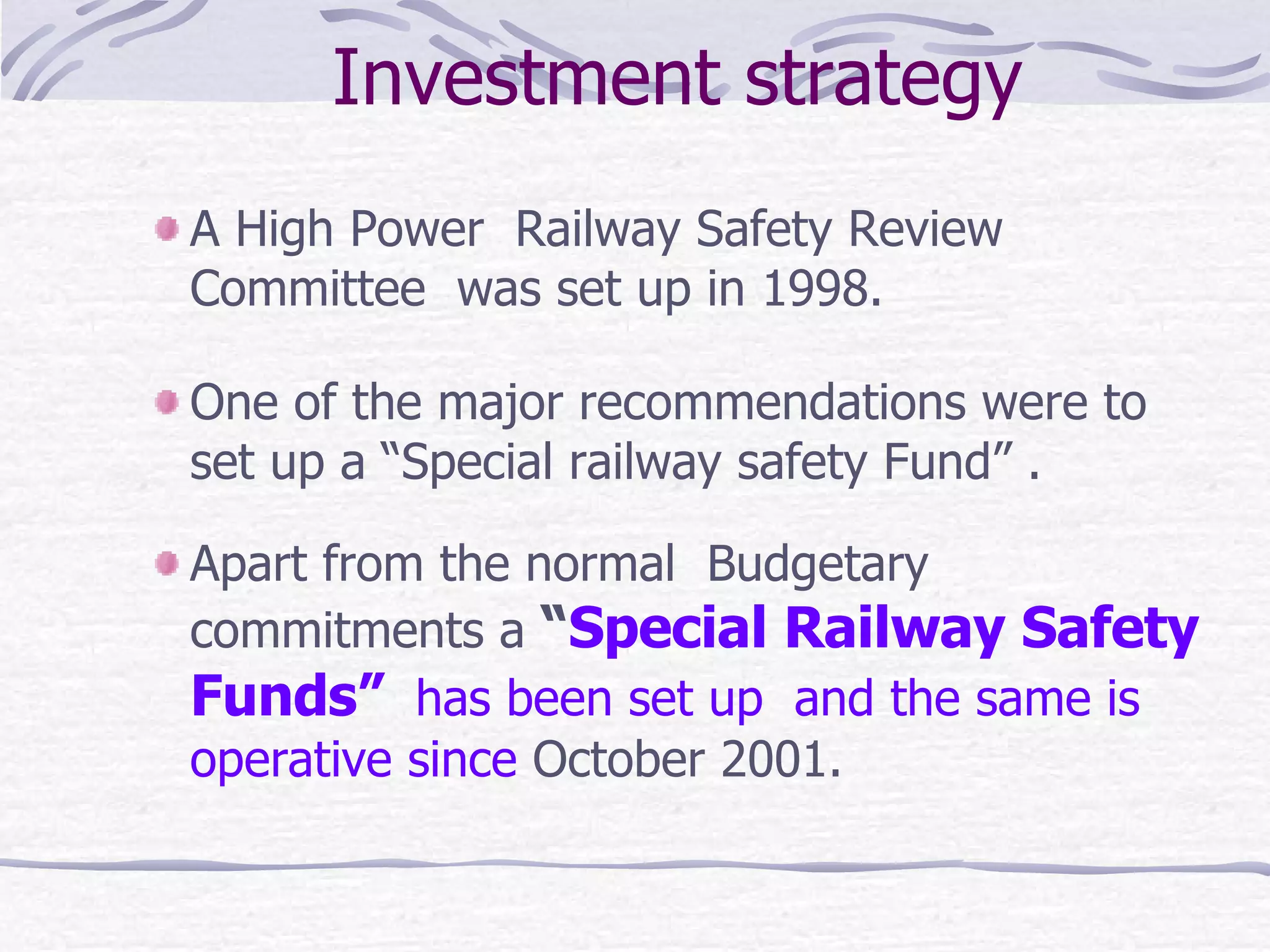 Indian Railways Safety Plan Investment Strategy Safety Environment ...