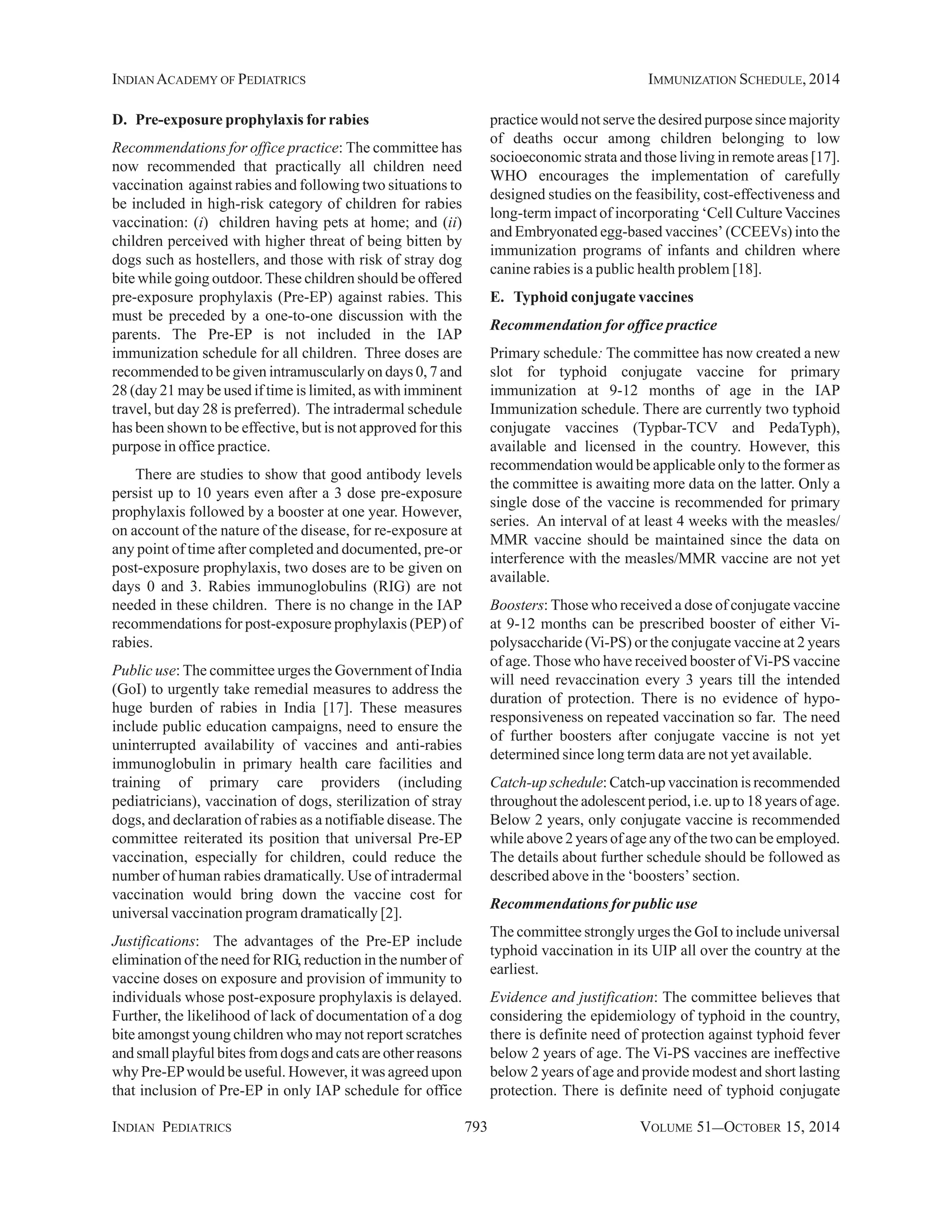 Indian academy of pediatrics (iap) recommended immunization | PDF