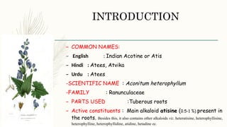 Indian Acotine Medicinal Plant presentation l | PPTX