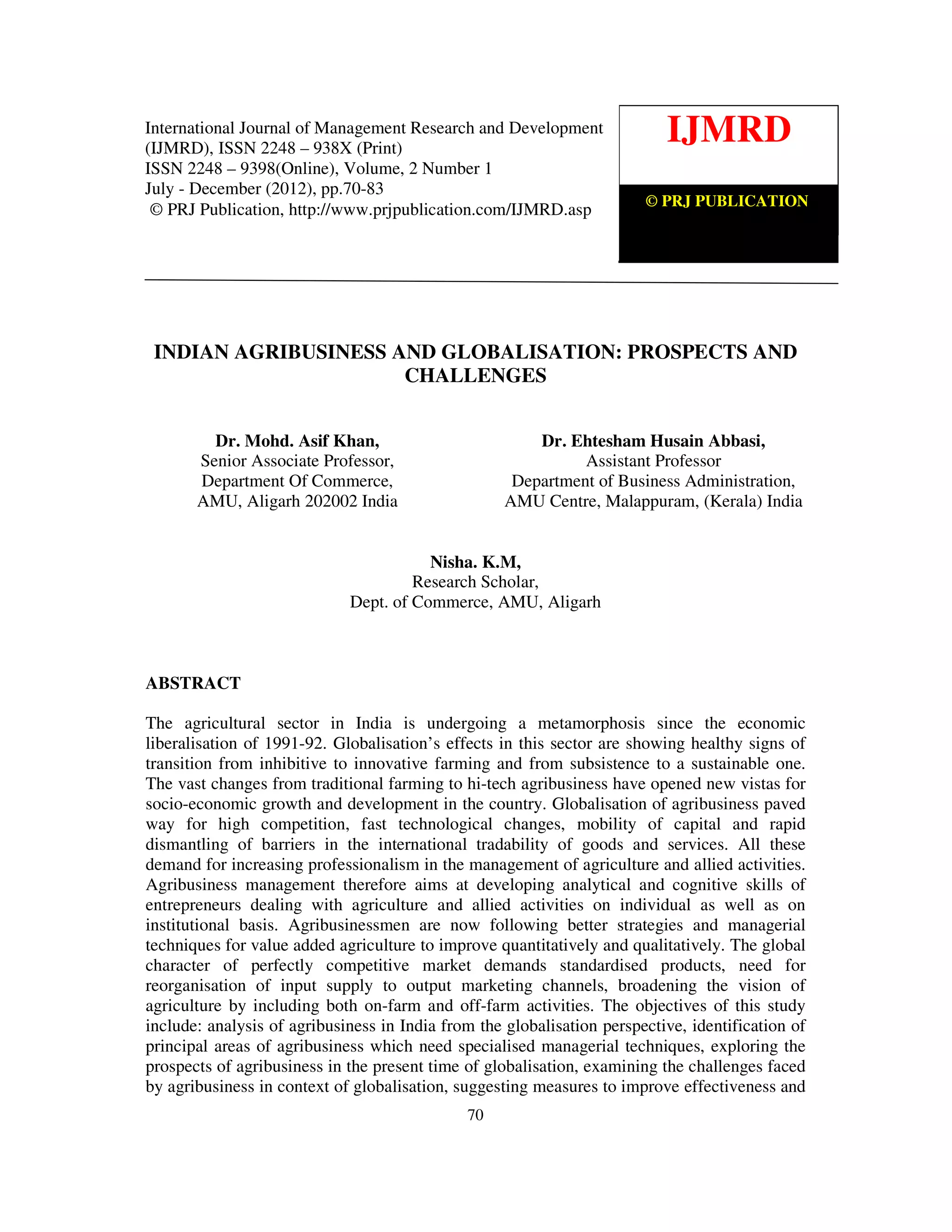Indian agribusiness and globalisation prospects and challenges 2 (1) | PDF
