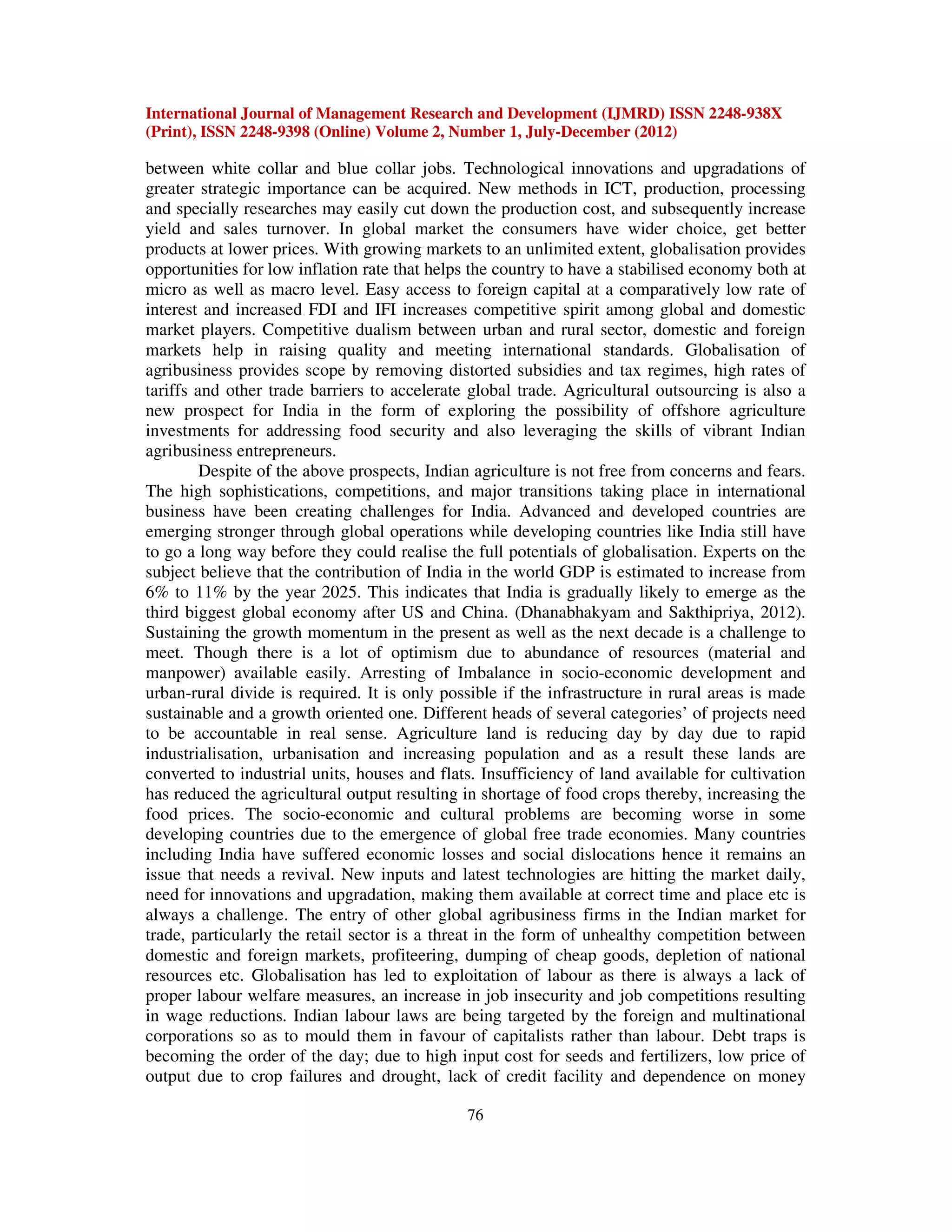 Indian agribusiness and globalisation prospects and challenges 2 (1) | PDF