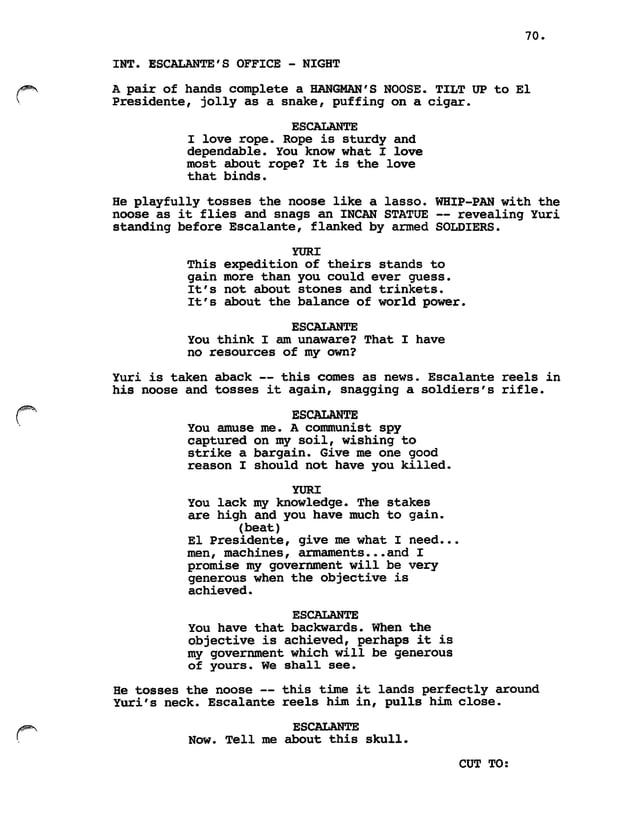 Indiana Jones And The City Of The Gods Frank Darabont script | PPT