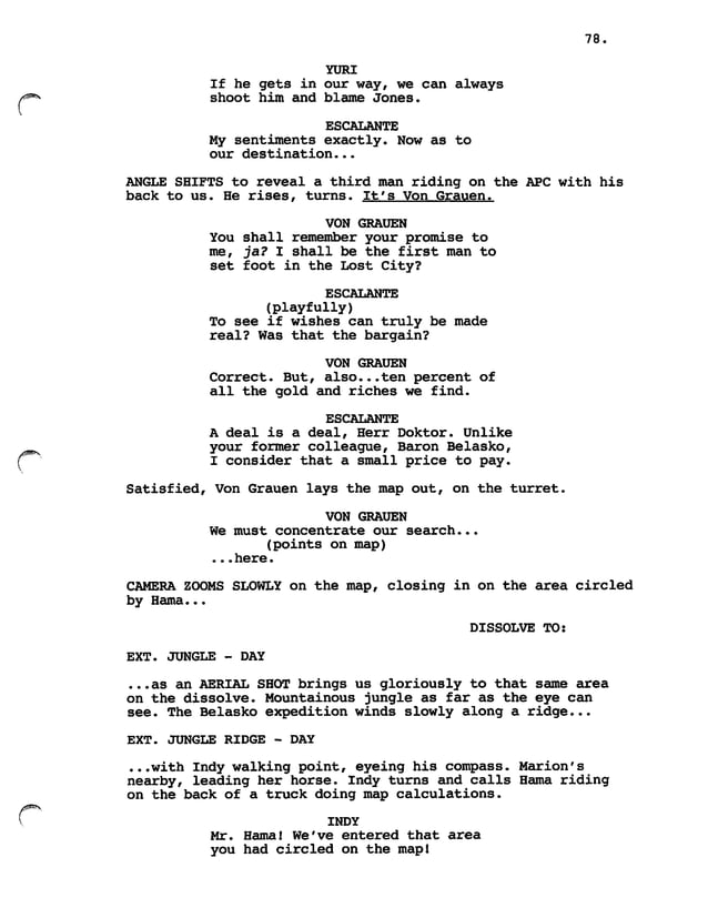Indiana Jones And The City Of The Gods Frank Darabont script | PPT