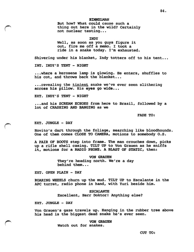 Indiana Jones And The City Of The Gods Frank Darabont script | PPT