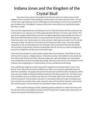 Indiana jones and the kingdom of the crystal skull | DOCX