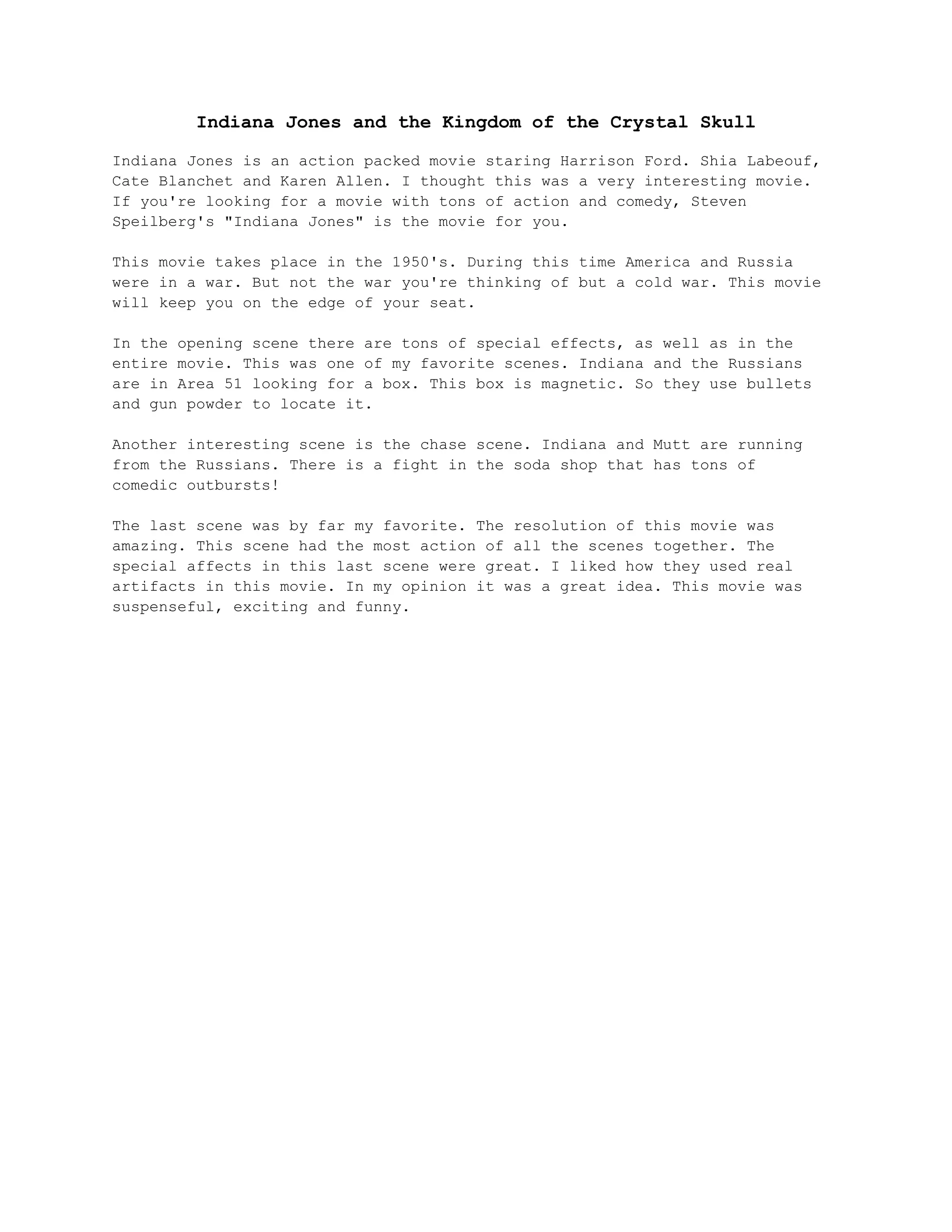 Indiana jones and the kingdom of the crystal skull jessica hinnant | DOCX