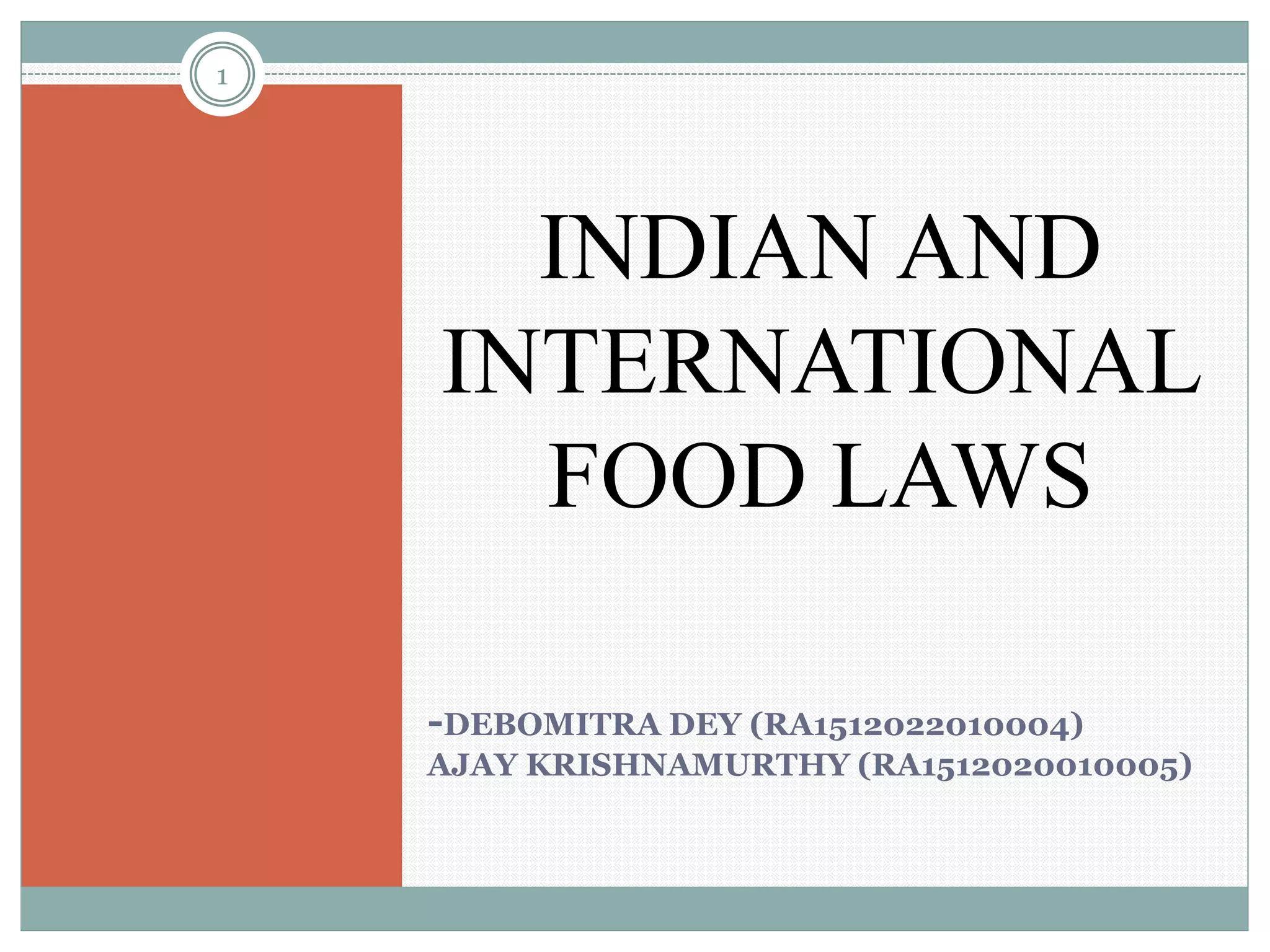Indian and international food laws | PPTX