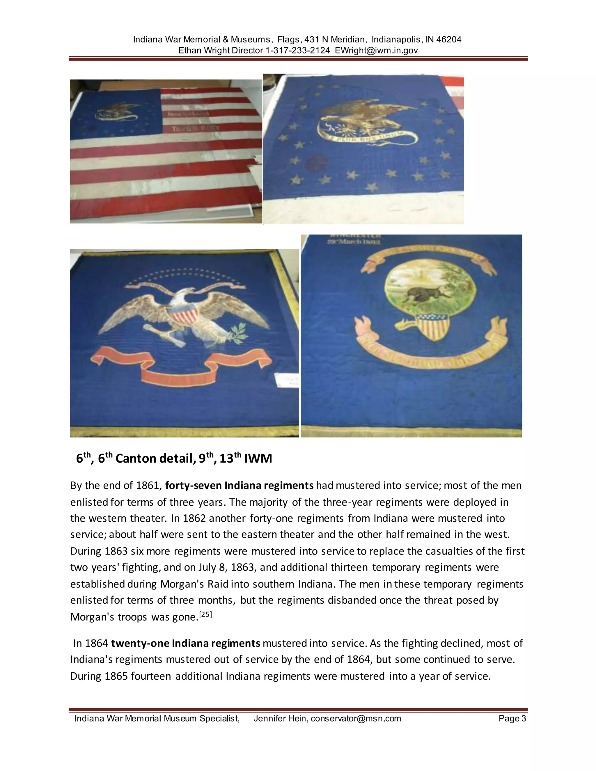 Textile Military History, conservation, Flags of Indiana Regiments ...
