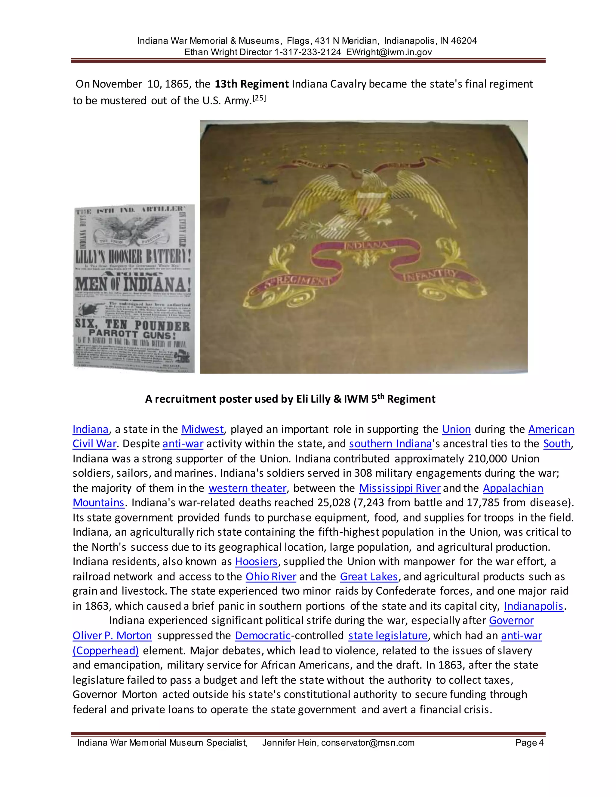 Textile Military History, conservation, Flags of Indiana Regiments ...